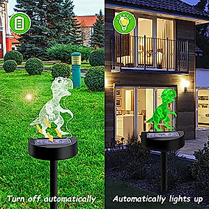 AVEKI Solar Garden Lights LED Landscape Light with 3D Dinosaur Pattern Colors Changing Night Light Auto On/Off Lawn Lights for Garden Yard Sidewalk Driveway Walkway