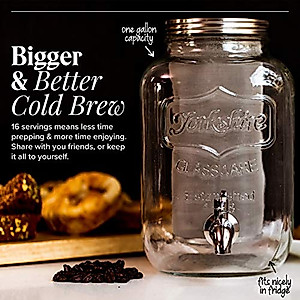 Willow & Everett Cold Brew Coffee Maker - 1 Gallon Iced Tea & Coffee Cold Brew Maker - Glass Pitcher w/ Stainless Steel Spout and Removable Filter