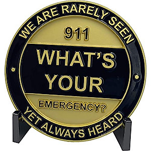 LEO Challenge Coins EL4-015 World's Biggest 911 Emergency Dispatcher Challenge Coin Thin Gold Line The First Voice Your Hear, Large