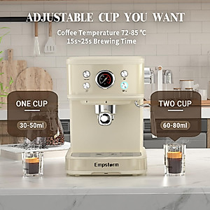 Empstorm Espresso Machine Latte Coffee Makers 20 Bar, 2 IN 1 Professional Cappuccino Machine and Milk Frother Steam Wand Compatible for NS Original Capsules for Home Brewing