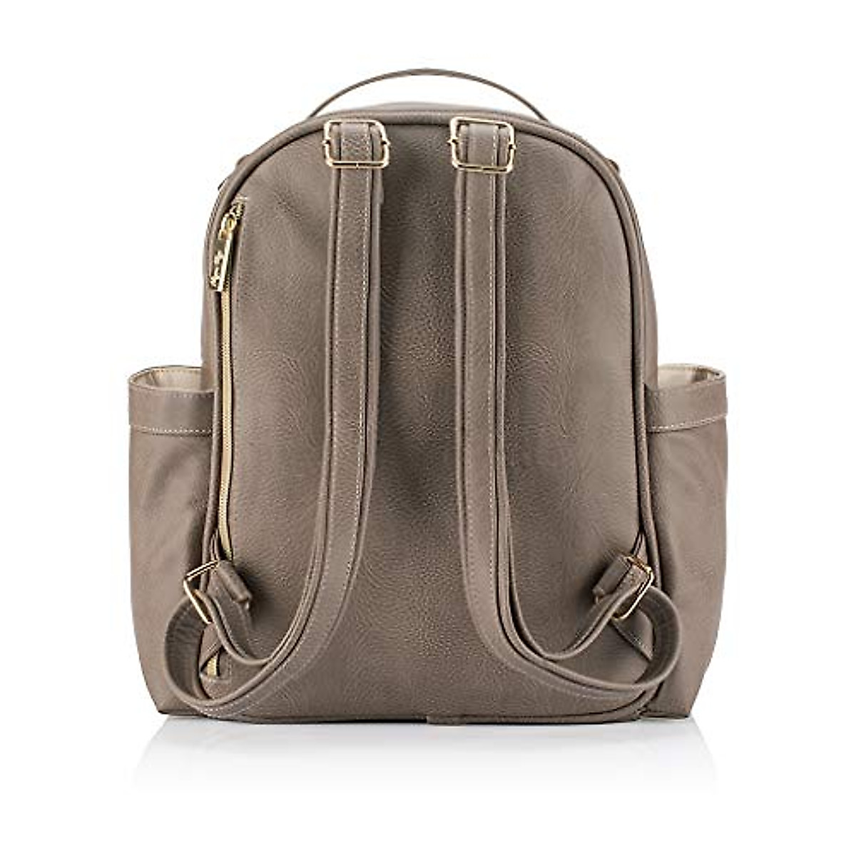 Itzy Ritzy Mini Diaper Bag Backpack – Chic Mini Diaper Bag with Changing Pad, 8 Total Pockets (4 Internal and 4 External), Grab-Top Handle and Rubber Feet (Vanilla Latte)