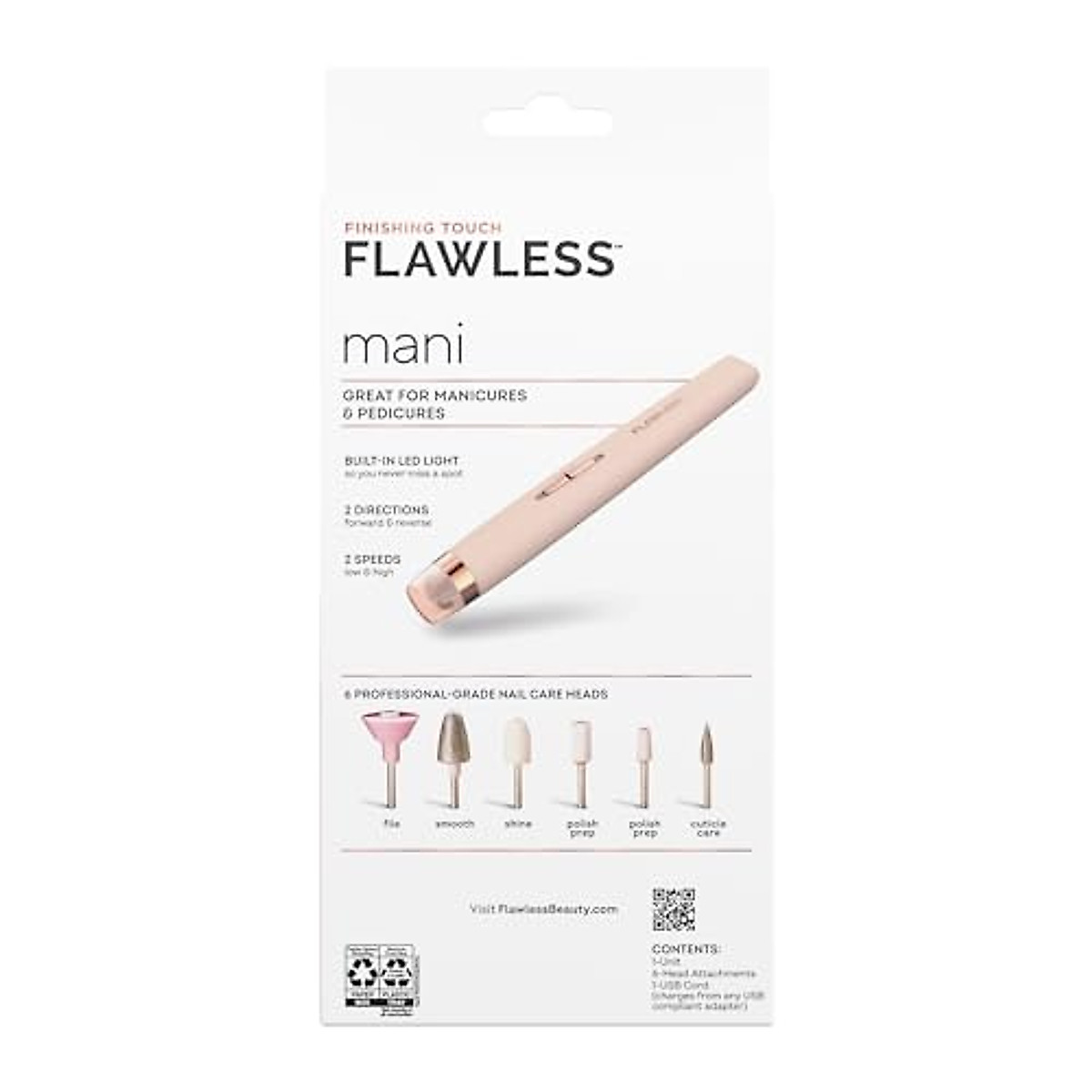 Finishing Touch Flawless Salon Nails Kit, Electronic Nail File and Full Manicure and Pedicure Tool