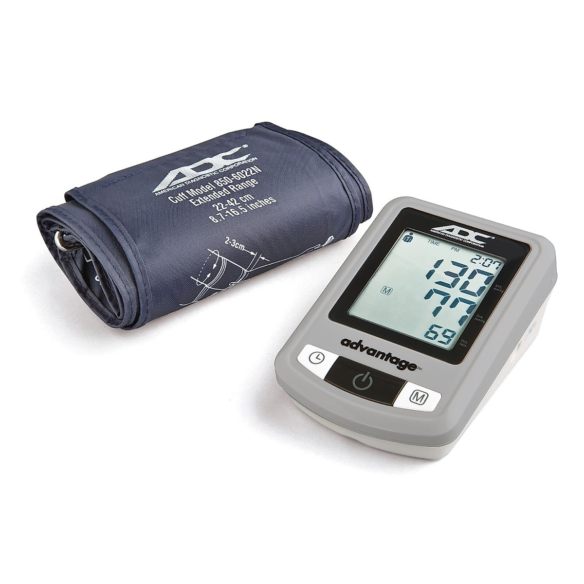 ADC 6021N Advantage Automatic Digital Blood Pressure Monitor with Storage Case, BHS AA Rated, Wide-Range Adult Navy Upper-Arm BP Cuff