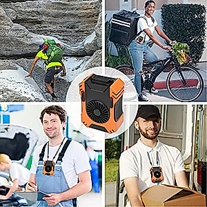 beheart Waist Clip Fan, Personal Cooling Necklace Fan, 3 Speed 5000mAh Power Bank and Spotlight