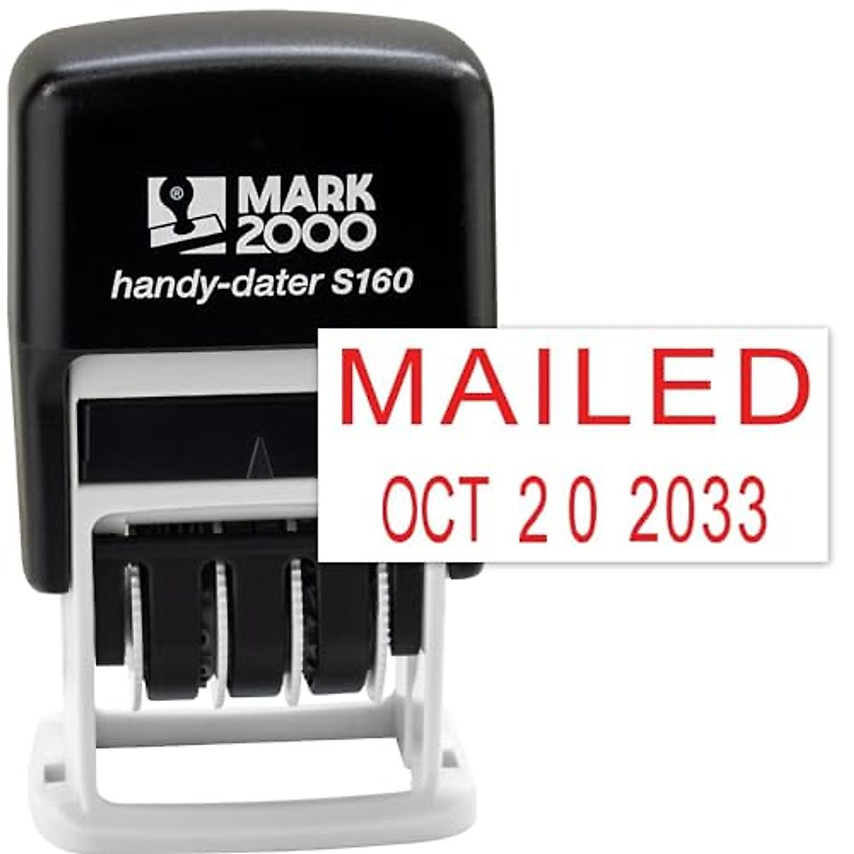 Mark 2000 Self-Inking Rubber Date Office Stamp with Mailed Phrase & Date - Red Ink (Handy-Dater S160), 12-Year Band