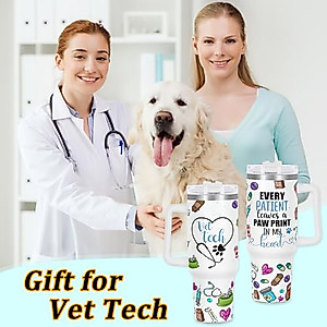 Muwnrol Vet Tech Tumbler - 40 Oz With Handle for Veterinarian, Veterinary Week Gift