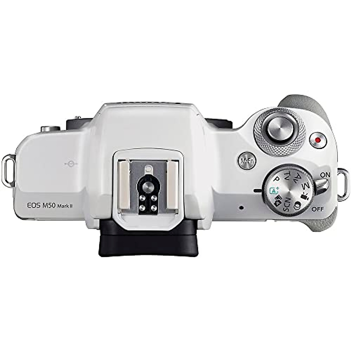 Canon EOS M50 Mark II Mirrorless Camera with 15-45mm Lens (White) (4729C004) + 64GB Memory Card + Card Reader + Case + Flex Tripod + Hand Strap + Memory Wallet + Cap Keeper + Cleaning Kit (Renewed)
