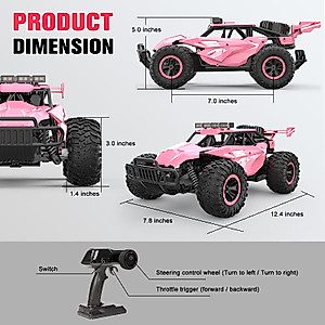 kolegend Remote Control Car for Girls 50+min Monster Trucks 20km/h 1:12 Scale 13 Inch All Terrains RC Truck with Flashing Chassis Lights Gift Toys for Girls Kids Boys