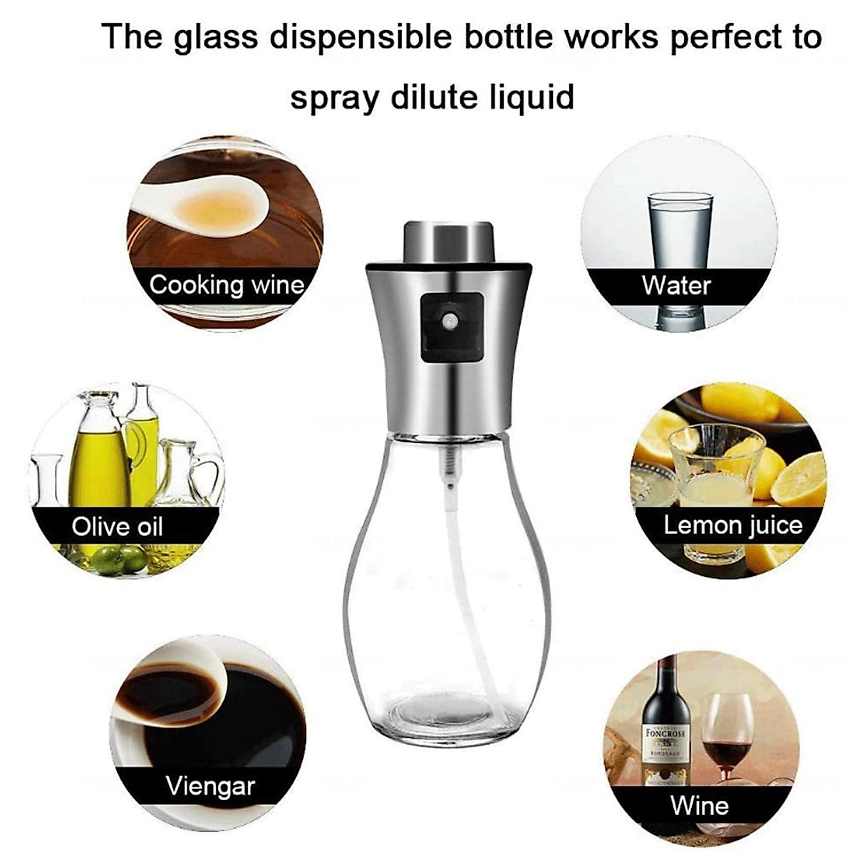 Oil Sprayer for Cooking, Portable Oil Spray Bottle,200ml Glass Olive Oil Sprayer Mister with Funnel for Baking, BBQ, Salad, Air Fryer, Roasting