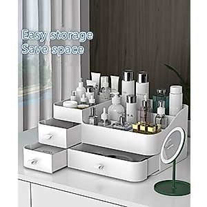 MIUOPUR Makeup Organizer for Vanity, Large Capacity Desk Organizer with Drawers for Cosmetics, Lipsticks, Jewelry, Nail Care, Skincare, Ideal for Bedroom and Bathroom Countertops - Large White