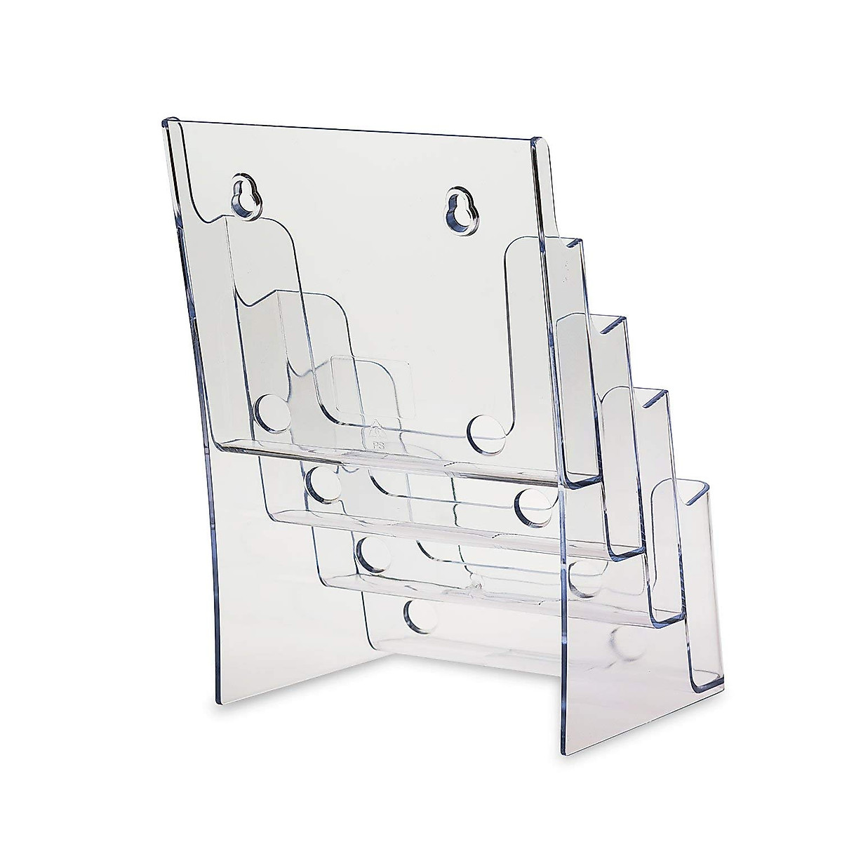 Dazzling Displays Clear Acrylic 4-Tier Brochure Holder for 6"W x 9"H - Half-Page Material (1)