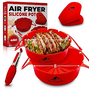 TOWAYR - Air Fryer Accessories Set - Safe Cooking Tools, Baking Trays, Pots, Pans, reusable Baskets, gourmia air fryer accessories- Perfect for Air fryer Liners and othr air fryer