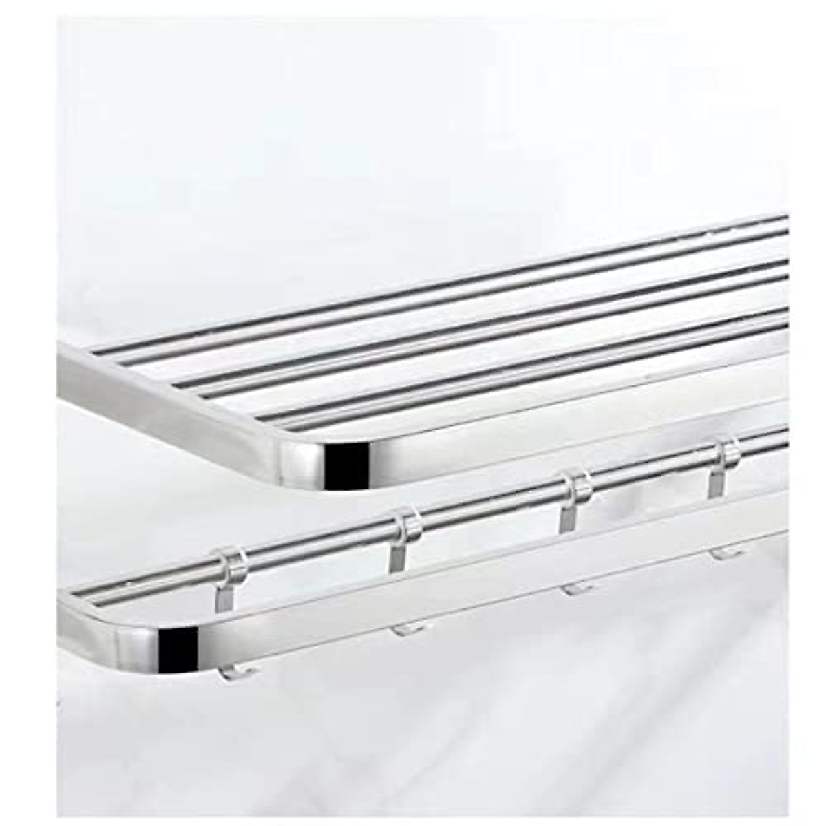 WKZZTCGD Brushed Nickel Towel Racks for Bathroom,304 Stainless Steel with Towel Hooks,Wall Mounted Shelf Double Towel Bar Holder