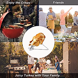 Skyflame Stainless Steel Rotisserie Kit with Heavy Duty Rotisery Motor and Stainless Steel Vertical BBQ Chicken Roaster Rack