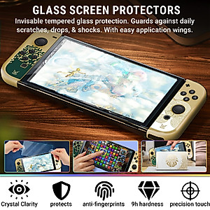 Orzly Accessory Bundle kit for Nintendo Switch Oled Accessories Essentials Pack Case and Screen Protector Comfort Grip Cover Headphones charger cable Games holder and more - Gift boxed OLED Edition