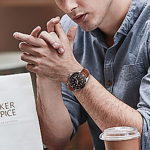 RBIPO 20mm Leather Watch Band Quick Release Strap for Men and Women, Compatible with Timex Fossil Samsung Seiko Citizen