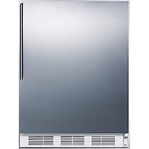 Summit Appliance FF61WBISSHV 24" Wide Built-In All-Refrigerator; 5.5 cu.ft.; Automatic Defrost; Stainless Steel Wrapped Door; Professional Thin Handle and White Cabinet