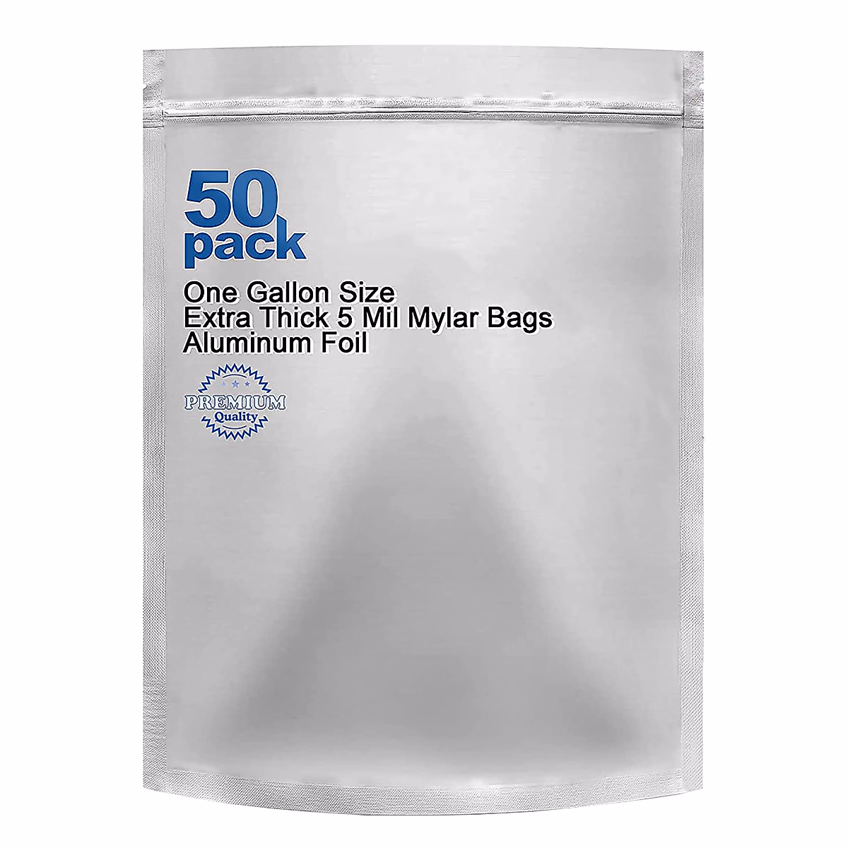 50 Pack 1 Gallon Mylar Bags for Food Storage, 10 Mil Thick Mylar Storage Bags 10"x 15" with Ziplock Resealable for Grains and Long Term Food Storage
