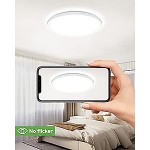 zemty 6Pack 12 Inch LED Flush Mount Ceiling Light, Super Slim 28W 3200lm LED Ceiling Light, 3 Color Temperature in One 3000k/4500k/6000K Round Light Fixture for Bedroom, Kitchen, Dining Room (White)
