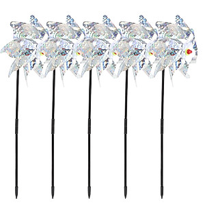 BESPORTBLE 15 Pcs Garden Windmill Bird Tool Holographic Windmills Reflective Pinwheels Sparkly Pin Wheel Bird Tool Garden Supply Birds Scarer Outdoor to Rotate Plastic Bird Supplies