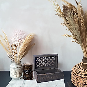 Mela Artisans Medium Keepsake Box with Hinged Trellis Lid - Distressed Dove | Wooden Decorative Box | Keepsake Memory Box | Mango Wood Storage Box | Store Trinkets, Cards & Stash | 7.5” x 4.5” x 3