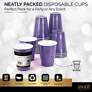 Amcrate Disposable Plastic Cups, Purple Colored Plastic Cups, 18-Ounce Plastic Party Cups, Strong and Sturdy Disposable Cups for Party, Wedding, Christmas, Halloween Party Cup, 50 Pack