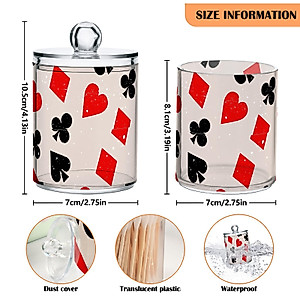 Poker Cards 2 Pack Qtip Holder Organizer Dispenser Plastic Bathroom Jars Storage Containers with Lids Clear Jars for Cotton Balls Q-Tips