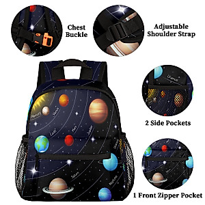 Solar System Planets Kids Backpack Toddler Girls Boys Preschool School Bag Casual Travel Daypack Bookbag Schoolbag for Junior Primary Nursery kindergarten Children Students