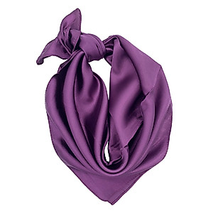 YOUR SMILE Silk Feeling Like Pure Color Scarf Women’s Fashion Pattern Large Square Satin Headscarf Headdress 24''x24'',Purple