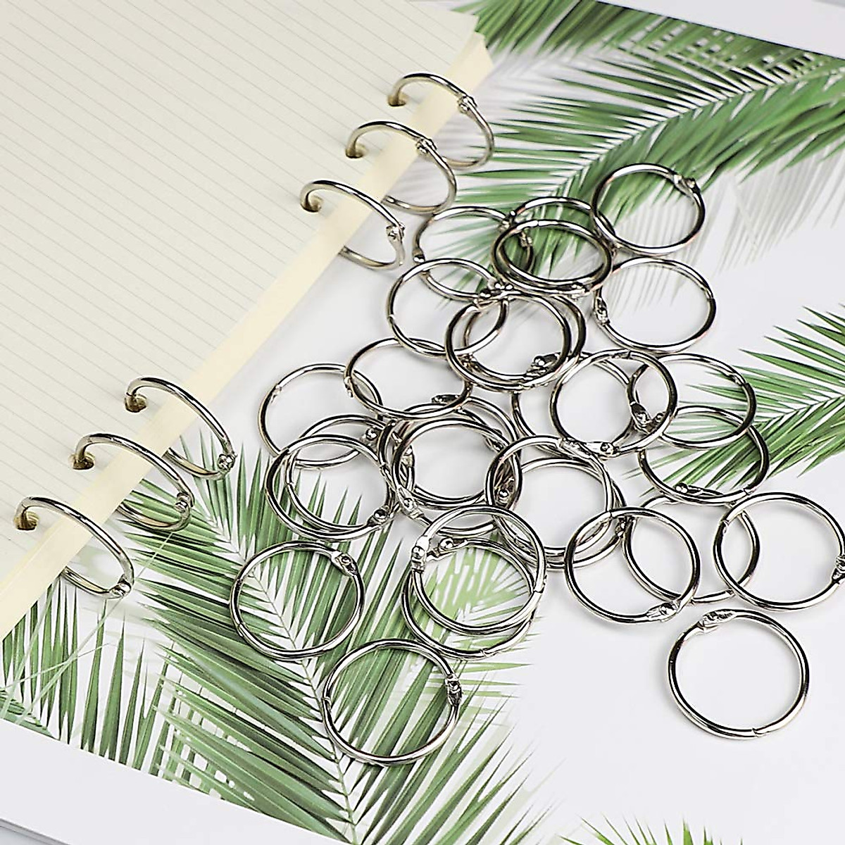 Binder Rings 1 Inch 100 pcs-Sturdy Book Rings-Loose Leaf Binder Ring for Index Cards Flashcards and Paper-Nickel Plated Metal Rings for Office School Supplies-Heavy Duty Silver Paper Rings