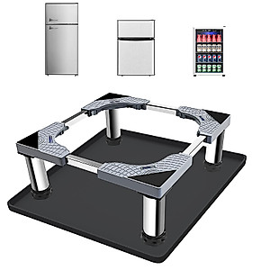 Mini Fridge Stand with Silicone Mat, Universal Stand Base Adjustable Refrigerator Stand with 4 Sturdy Feet, 24''x 24'' Mini Fridge Drip Pan Protect From Appliance Leaks for Fridge, Washer, Dryer