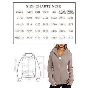 Trendy Queen Womens Zip Up Hoodies Fleece Jackets Oversized Sweatshirts Fall Fashion Outfits Sweaters Winter Clothes Khaki S