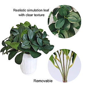 HO2NLE 4Pcs Artificial Shrubs Plants Fake Eucalyptus Leaves Stems Faux Greenery Branches for Garden Window Box Home Wedding Courtyard Outdoor Office Kitchen Decoration