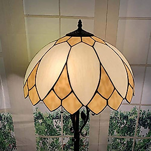 Bieye L10731 Lotus Flower Tiffany Style Stained Glass Floor Lamp with 16-inch Lampshade, 61-inch Tall