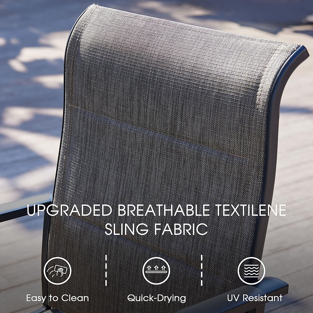 VICLLAX Stackable Patio Chairs Set of 2, All Weather Metal Outdoor Dining Chairs with Padded Foam for Lawn, Garden, Poolsides, Black Finish Frame