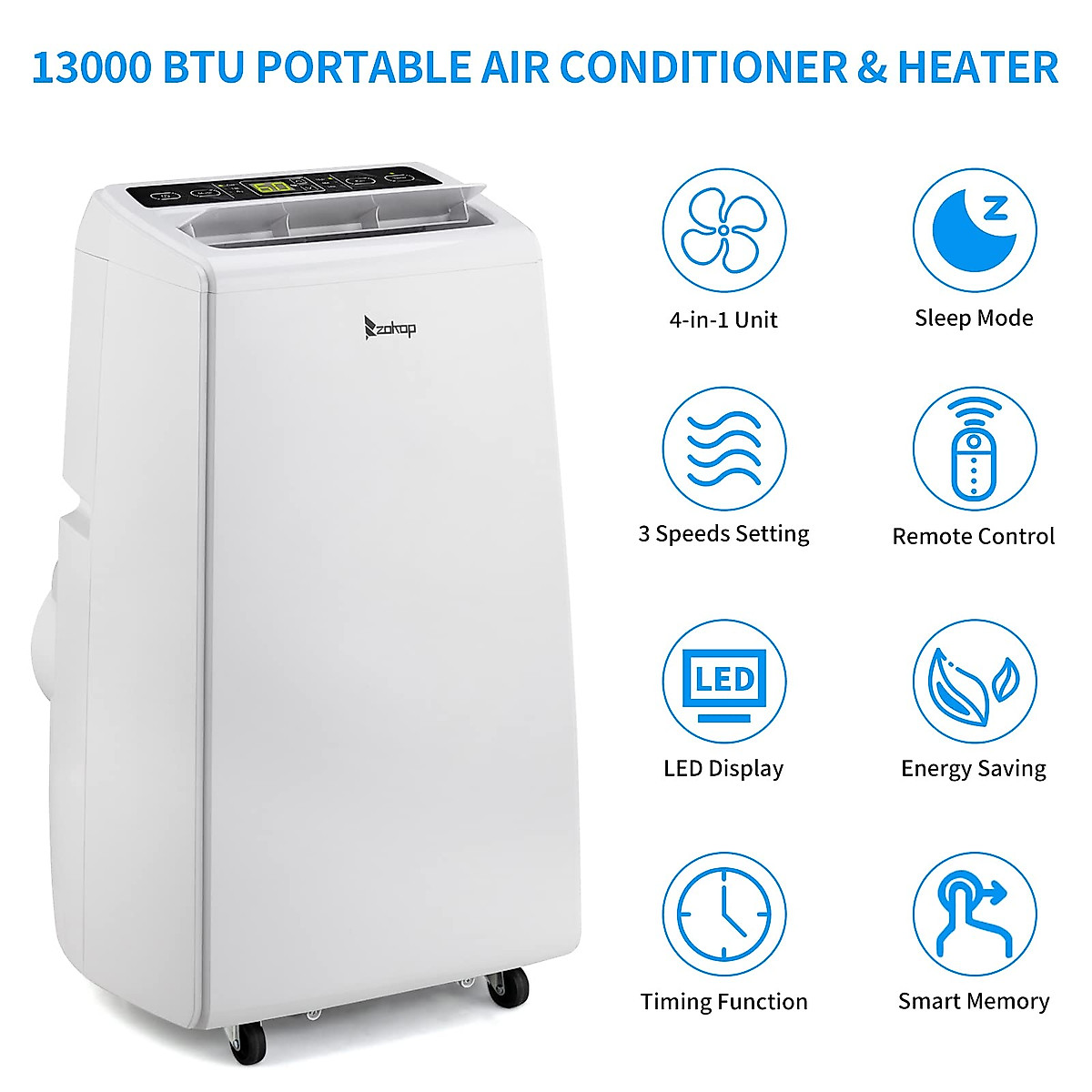 ROVSUN 8,000 BTU Portable Air Conditioners with Remote & APP Control, 3-in-1 Room Air Conditioner, Rolling AC Unit with Digital Display, 24H Timer & Installation Kits for Home Office Dorms