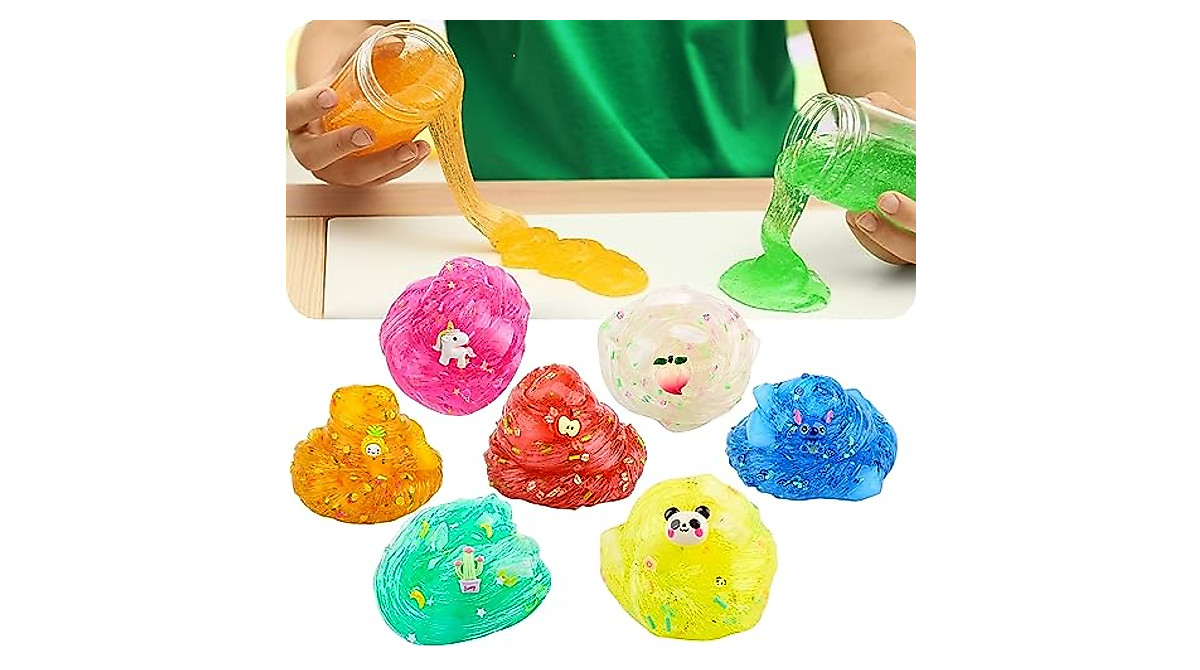 MKAKJWAW Clear Slime Kit 7 Pack - Fun Creative Play for Kids