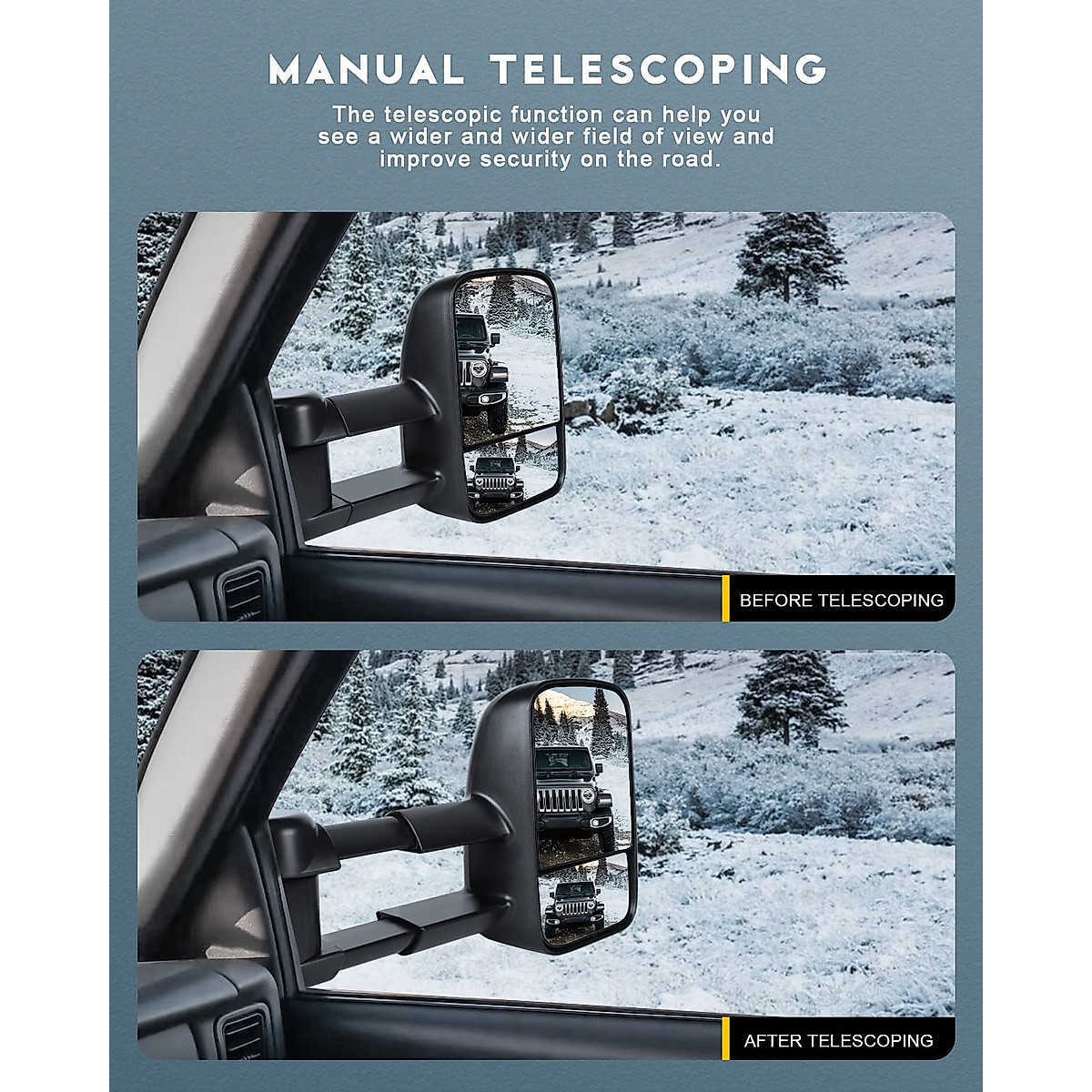 OCPTY Towing Mirrors Tow Mirrors Compatible with 2003-2006 for Chevy Silverado 1500/2500 HD/3500/Tahoe for GMC Sierra 1500/2500 HD/3500/Yukon XL with Black Turn Signal Power Heated Manual Folding