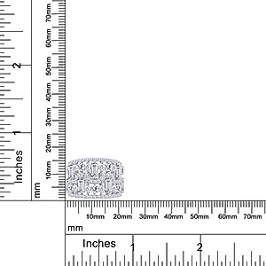 AFFY 5.42CTW Princess Cut, Baguette And Round White Simulated Diamond Cluster Engagement Statement Ring In 14k White Gold Plated 925 Sterling Silver For Women Size-5