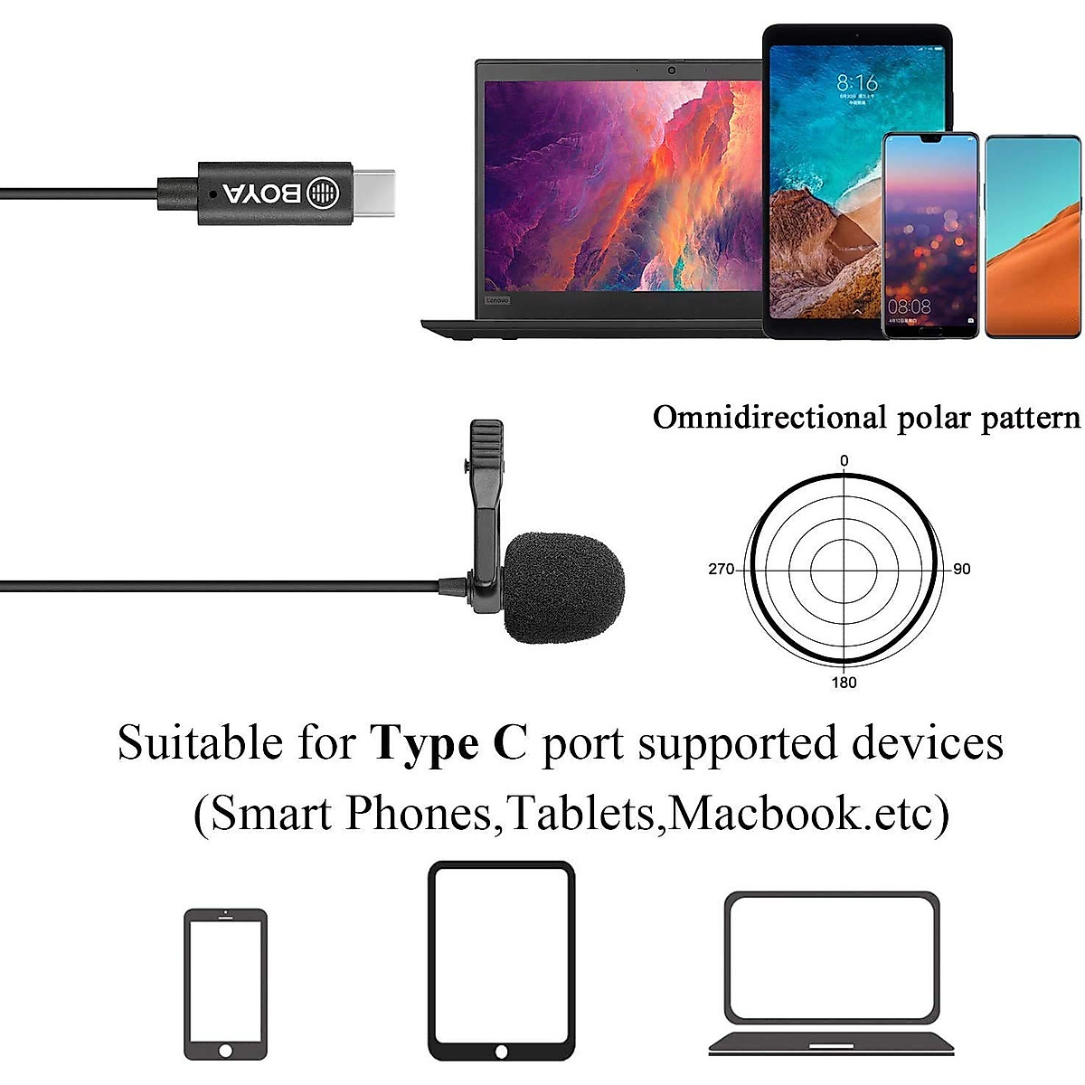 Boya by-M3 - Lavalier Mic for Android Device, Black