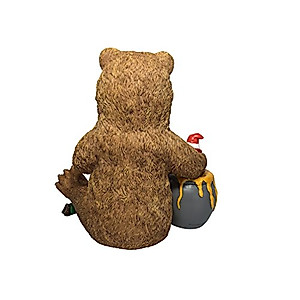 GlitZGlam Miniature Bear and Gnomes with Honey - A Garden Gnome Statue for Your Fairy Garden
