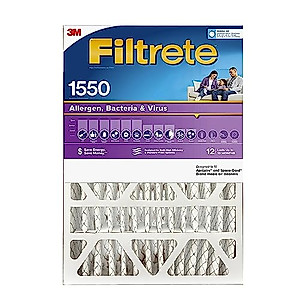 Filtrete 20x25x5 Air Filter MPR 1550 DP MERV 12, Healthy Living Ultra Allergen Deep Pleat, 1-Pack, Fits Lennox & Honeywell Devices (exact dimensions 19.56 x 24.19 x 4.69)