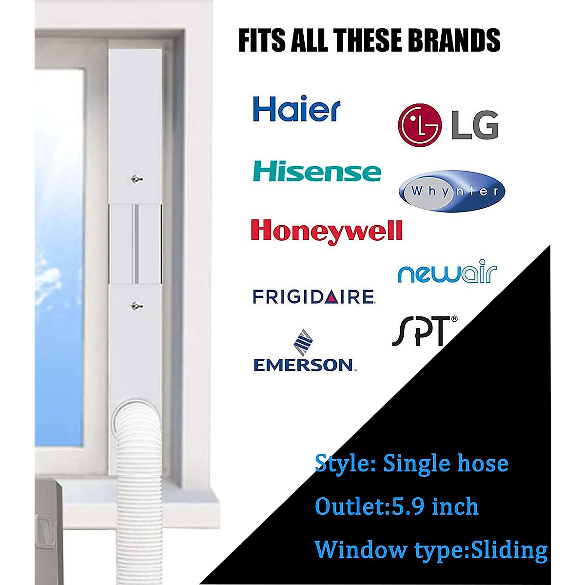 Portable Air Conditioner Window Seal Kit,Universal Portable AC Replacement Sliding Window Seal Plate for 5.9 Inch Exhaust Hose, Adjustable Max Length to 48 Inch Window Vent Kit