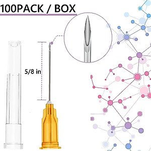 25 Gauge 5/8 Inch Lab Dispensing Accessories, Individually Sealed Packed(Pack of 100)