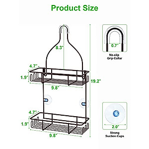 SMARTAKE Hanging Shower Caddy, Bathroom Over Head Shower Organizer for Shampoo, Anti-Swing Design 2 Tier Shower Caddy Storage for Toilet or Bathtub, Rustproof Brown 19.2"x 9.8"x4.7"