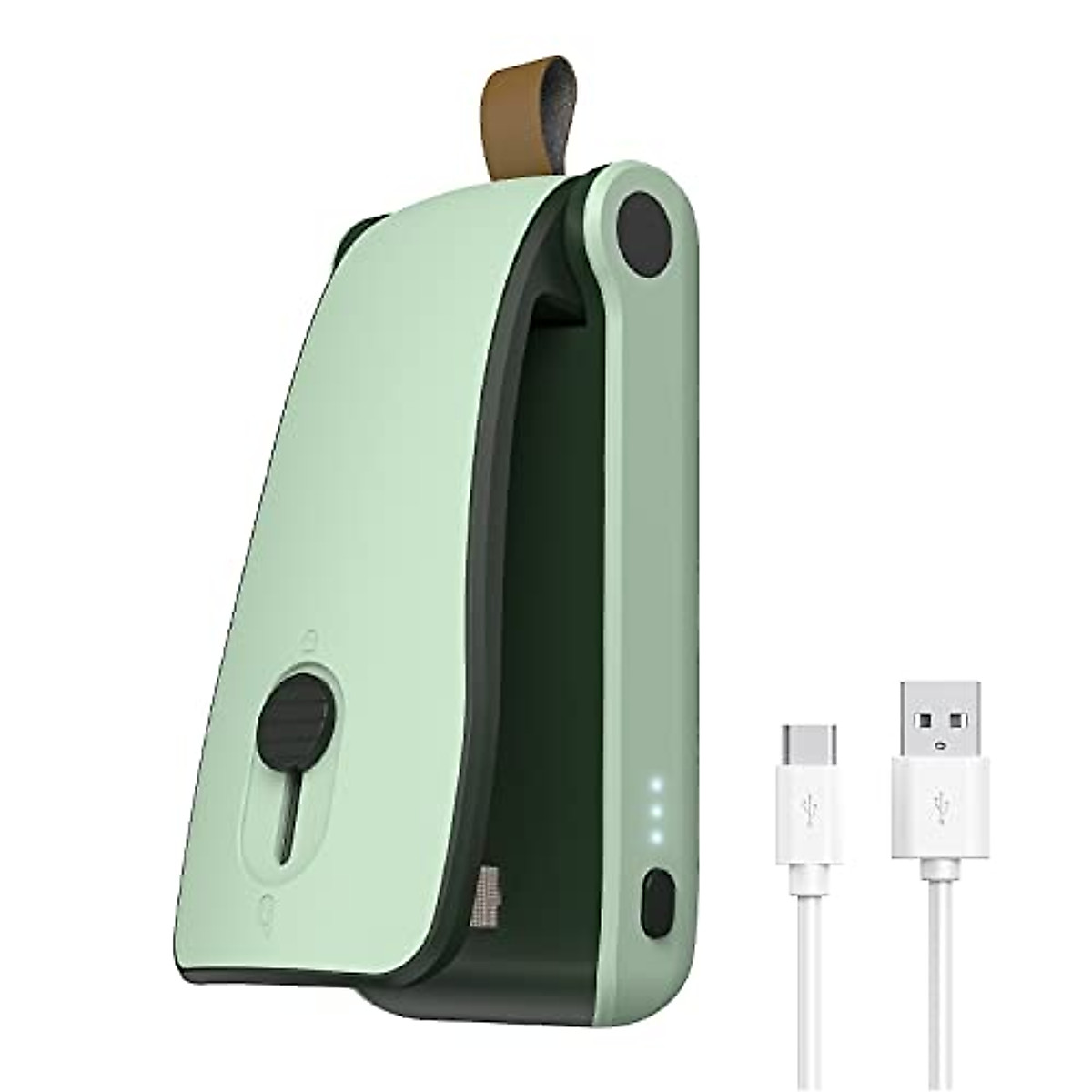 NOVFIT Mini Bag Sealer, 2 in 1 Rechargeable Heat Sealer Portable Bag Sealing Machine, Handheld Vaccum Plastic Bag Resealer, Keep Food Chips Cookies Snacks Fresh Kitchen Gadgets, Green