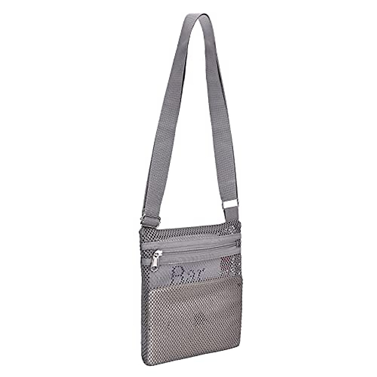USPECLARE Heavy Duty Semi-Transparent small Mesh Purse, See Through Mesh Crossbody Bag (Grey)