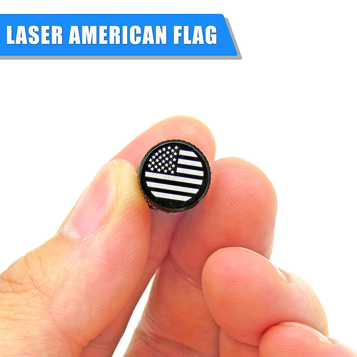 Black Tire Valve Stem Covers Metal Tire Air Caps with Plastic Liner American Flag Tire Stem Valve Caps, Corrosion Resistant, Universal for Car Truck Motorcycle Bike (4 Pack)