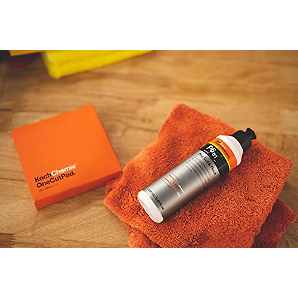 Koch-Chemie - One Cut Pad - Medium Abrasive Sponge for Removing Moderate Weathering & Scratches; Low Torsion Forces & High Stability; Long-Lasting Compression Hardness; Contours Easily (76mm x 23mm)