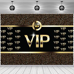 Withu VIP Party Backdrop Crown Black Gold Star Mimetic Show Graduation Birthday Red Carpet Event Photo Studio Backgrounds Celebrity Movie Award Ceremony Banner Props